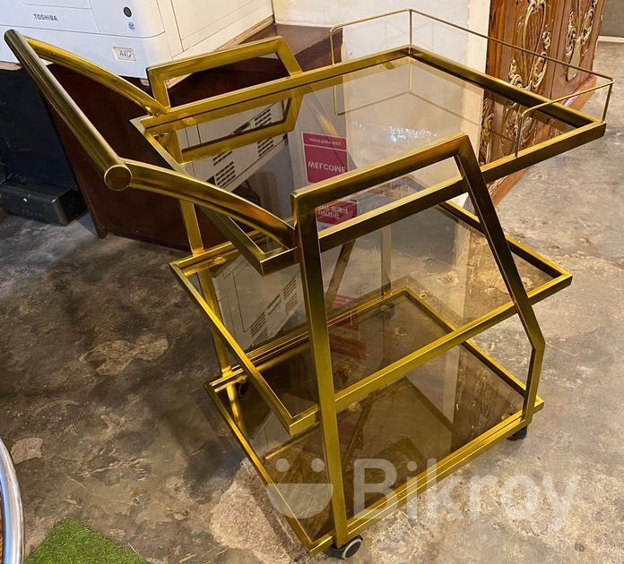 15% OFF Golden Stainless Steel Designer Tea Trolley for Sale in Badda ...