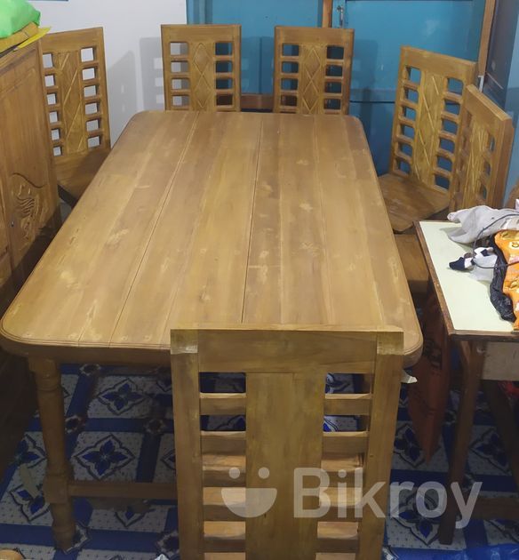 অরজিনাল সেগুন কাঠের ডাইনিং টেবিল এবং চেয়ার Daining Table Segun Gach Er ...
