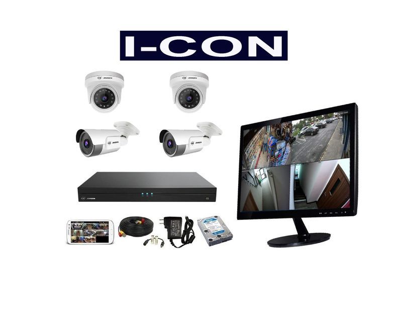 CC#18-4Pcs 2MP Jovision Audio Full Color Camera & 17 Led Monitor Packag ...