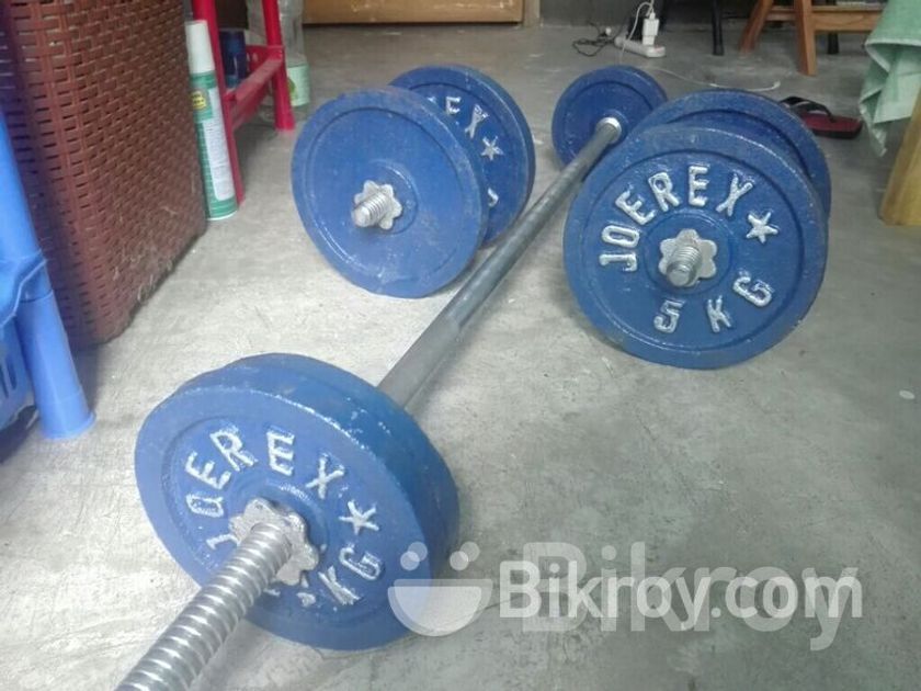 Dumbbell & Barbell Set 30 KG - Blue 10 " Stric 2pcs with 4 feet for ...
