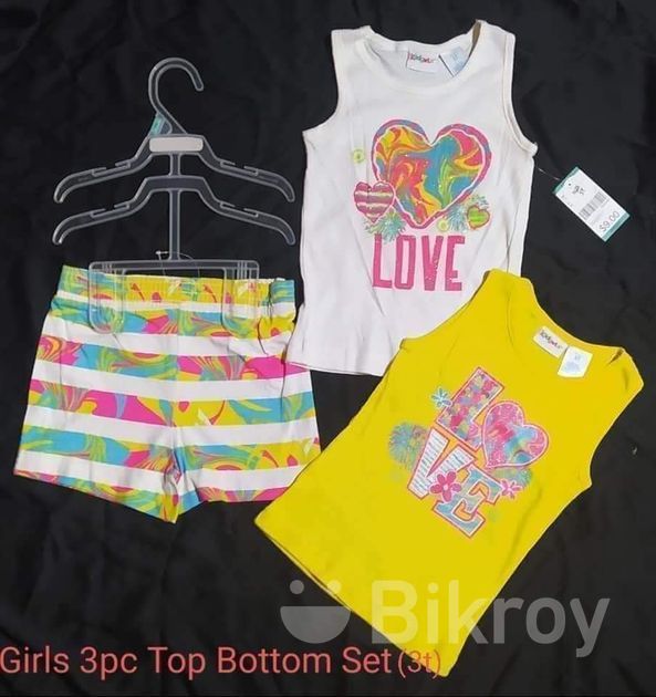 Girls 3pc Top Bottom Set With Hanger | Bikroy
