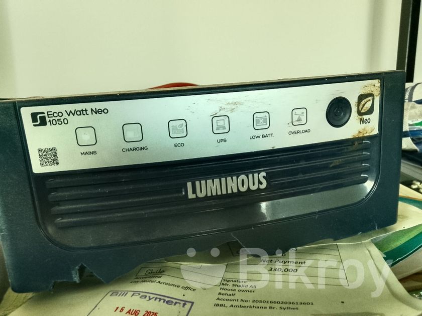Luminous Eco Watt Neo 1050 Inverter with 12v 220ah Battery for Sale in ...