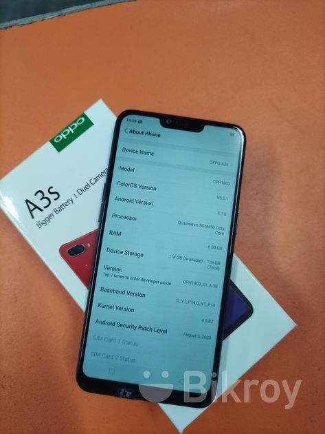 OPPO A3s 6/128GB Full Box (Used) for Sale in Jashore | Bikroy