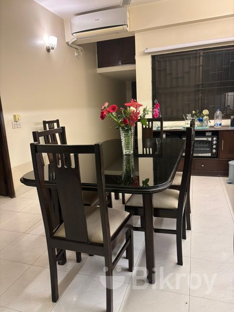 Premium Segun Wood Dining Table With Glass Top 6 Matching Chairs for ...