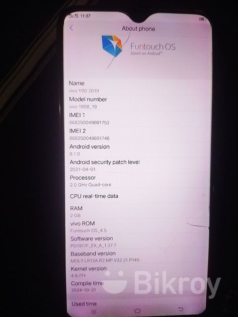 Vivo Y90 2/32 (Used) for Sale in Khalishpur | Bikroy